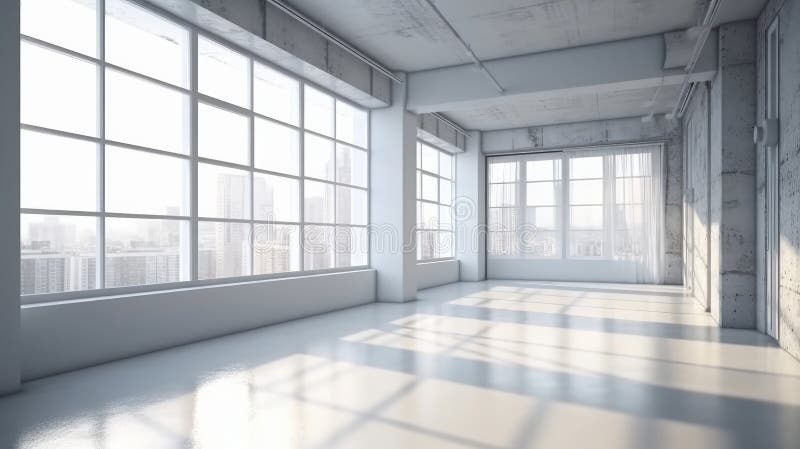 White Room Glass Windows Combined with Sunlight. Generative AI. Stock ...
