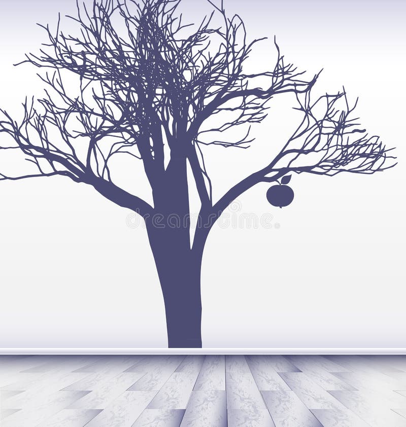 White Room with Image of Apple Tree Stock Vector - Illustration of ...