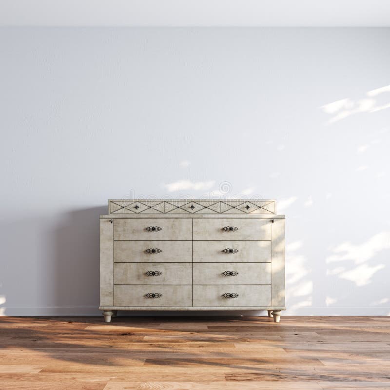 White Room Interior with Vintage Commode Stock Illustration ...