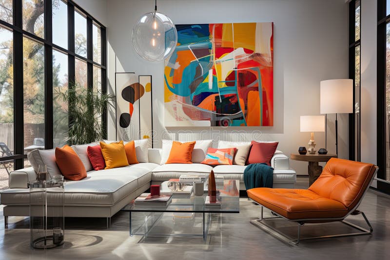 White Room Interior Design Featuring Sleek Furniture Reflective ...