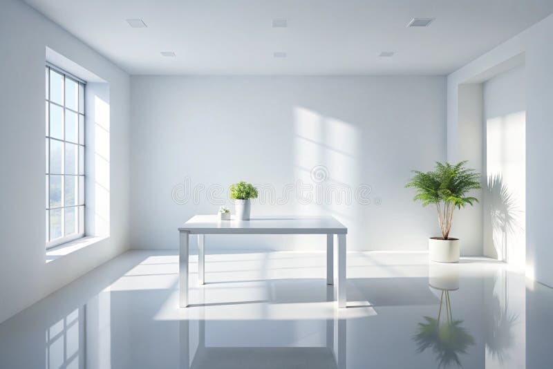 White Room Interior Space for Background with Soft Shadow Stock ...