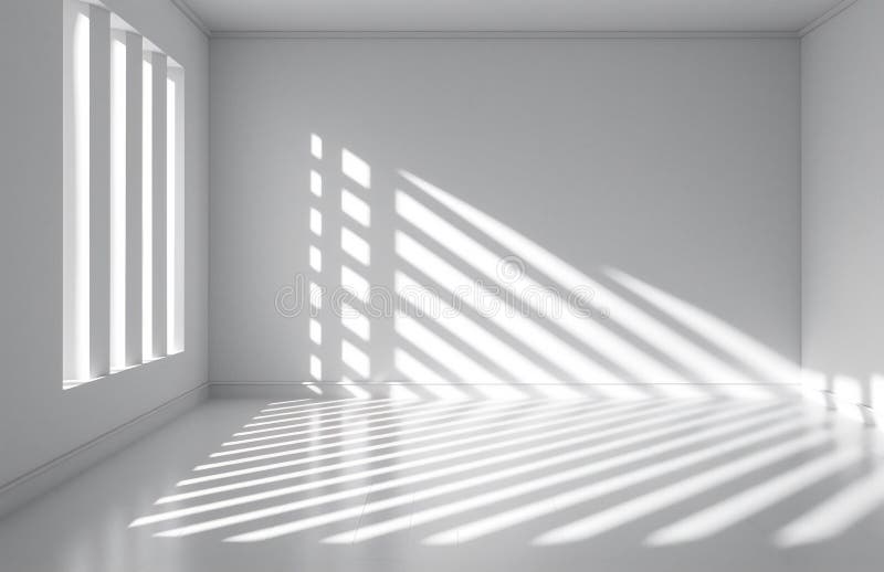 White Room Interior with Sun Light Cast Shadow on the Wall,Perspective ...