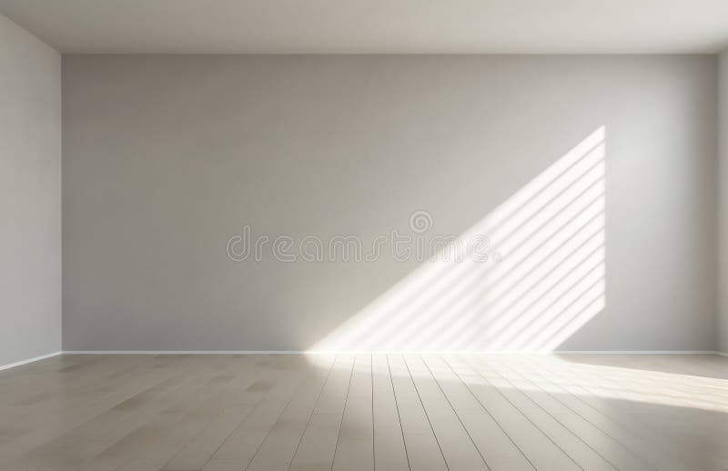 White Room Interior with Sun Light Cast Shadow on the Wall,Perspective ...