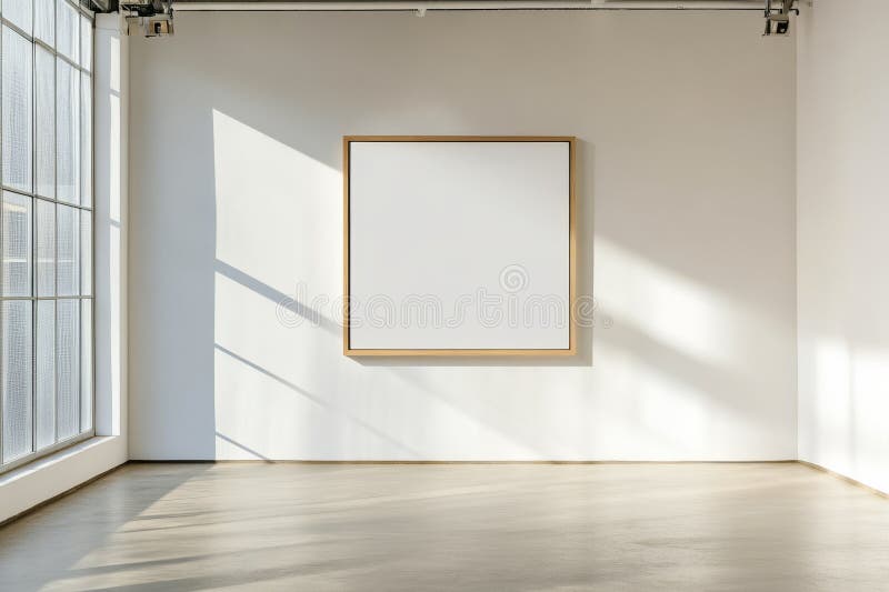 A White Room with a Large White Framed Picture on the Wall Stock ...