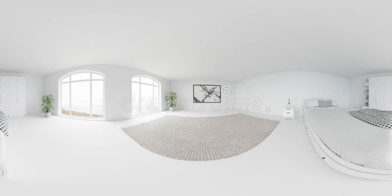 White Room with Large Window and Bed 360 Panorama Vr Environment Map ...