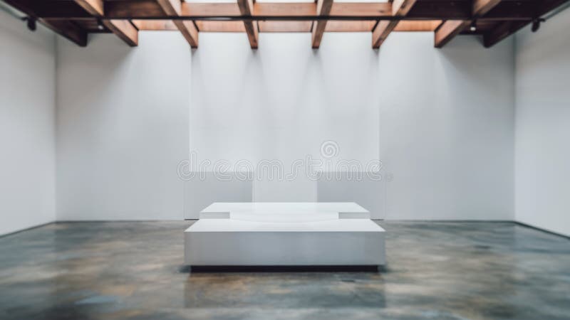 A White Room with a Large Window and Two Benches, AI Stock Illustration ...