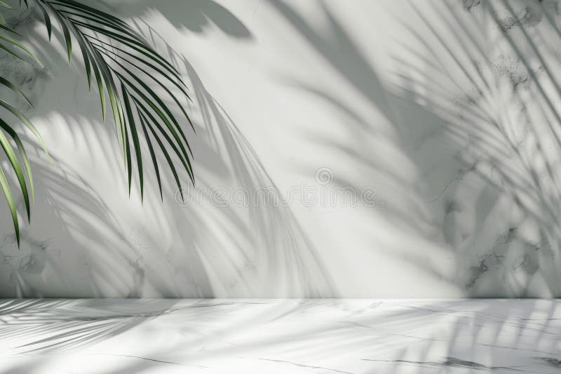 White Room with Palm Tree Shadow Stock Illustration - Illustration of ...
