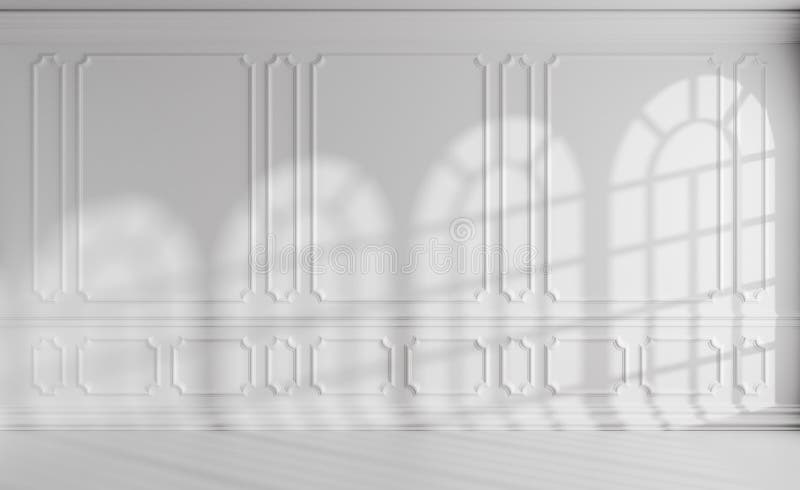 White Colorless Wall in Classic Style Empty Room Architectural Stock ...