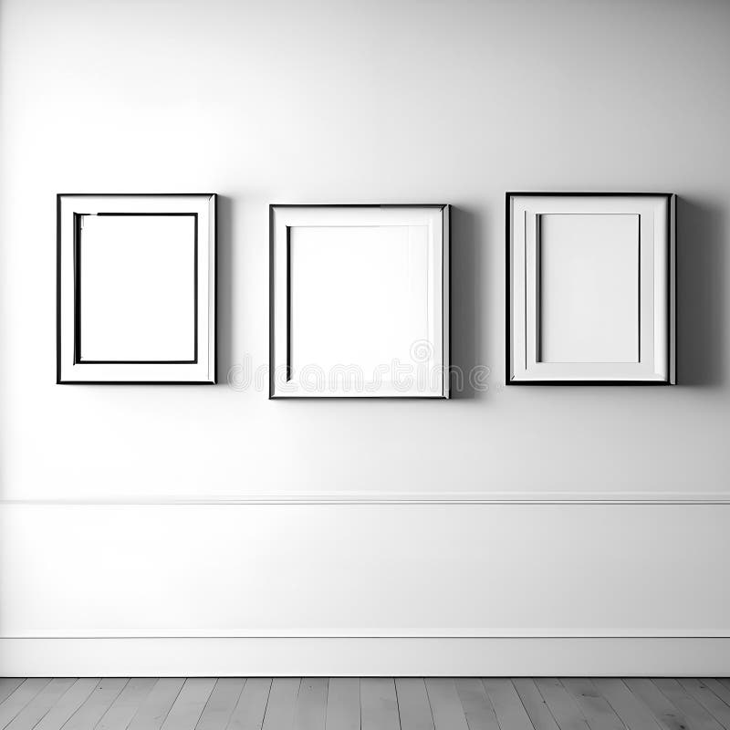 White Room with Three Frames on the Wall Stock Illustration ...