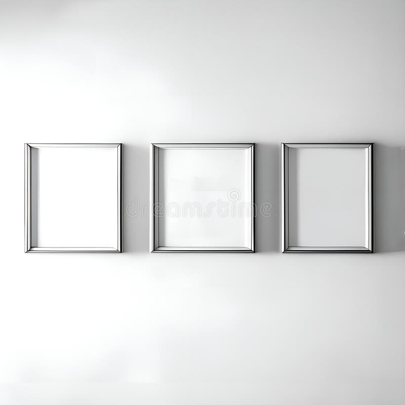 White Room with Three Frames on the Wall Stock Illustration ...