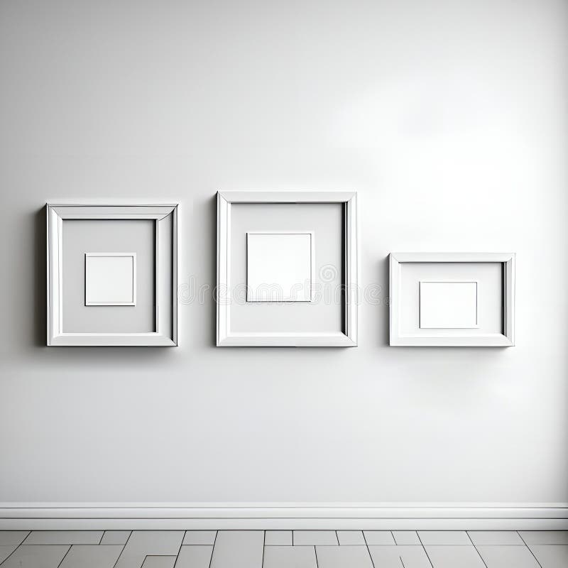 White Room with Three Frames on the Wall Stock Illustration ...