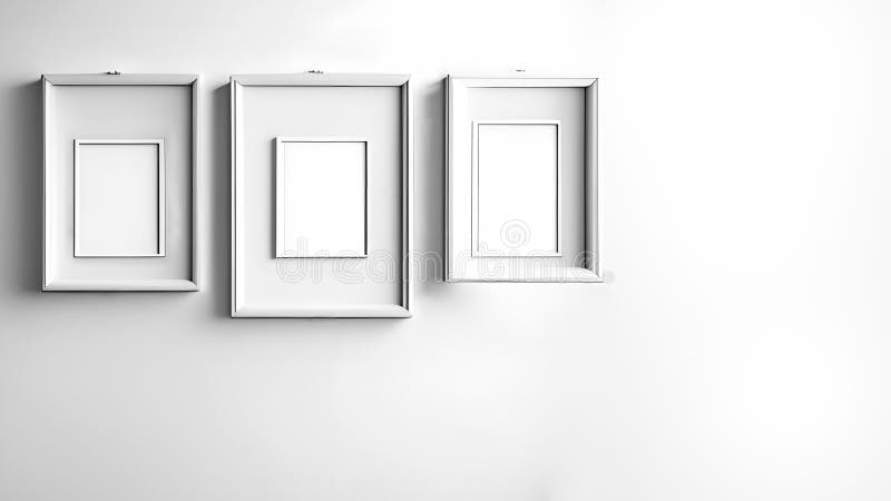 White Room with Three Frames on the Wall. Minimalist Painting Stock ...