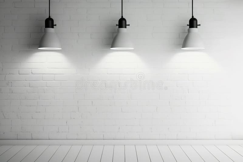 White Room with Three Lamps Hanging from the Ceiling. Generative AI ...