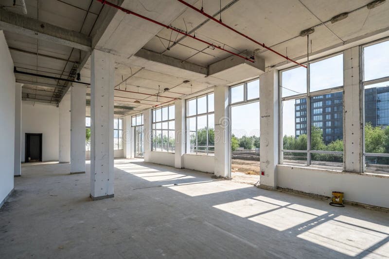 Unfinished Building Interior, White Room Stock Illustration ...