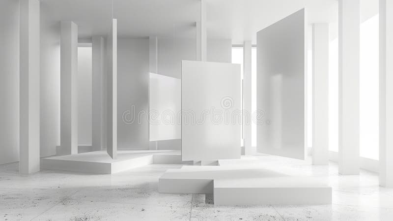 A White Room with White Walls and White Pillars Stock Image - Image of ...