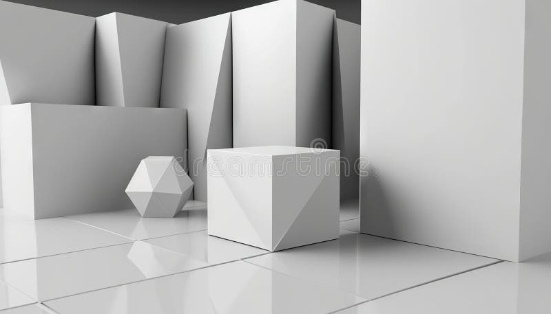 A White Room with a White Cube and a White Cube. Generative Ai Stock ...