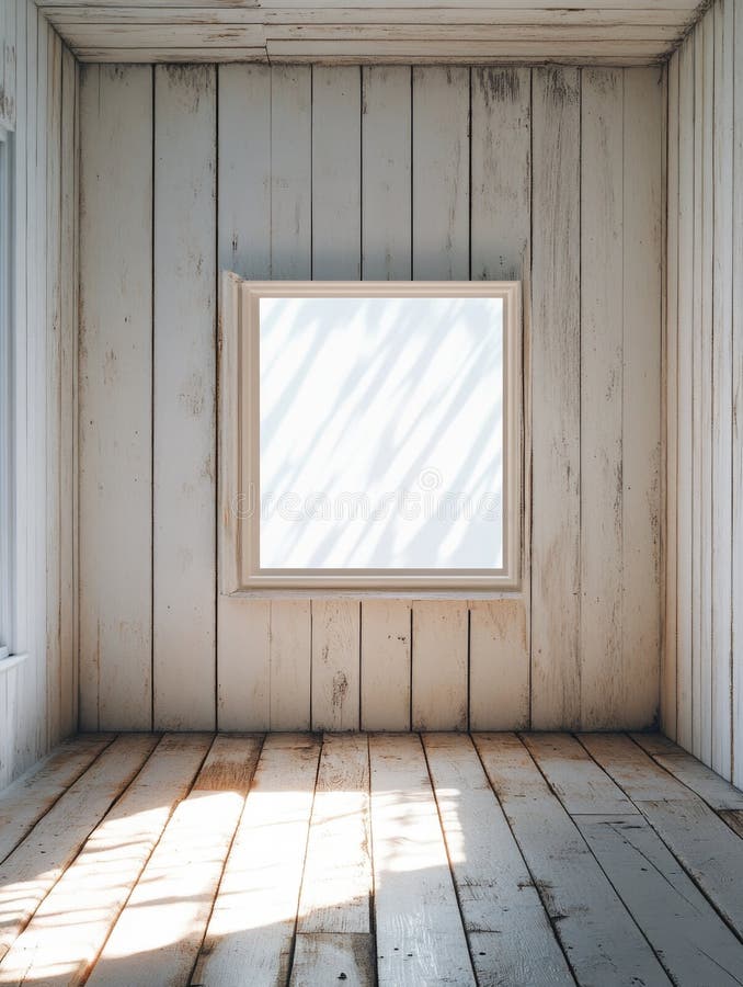 White Room with a Window and a White Frame Stock Image - Image of ...