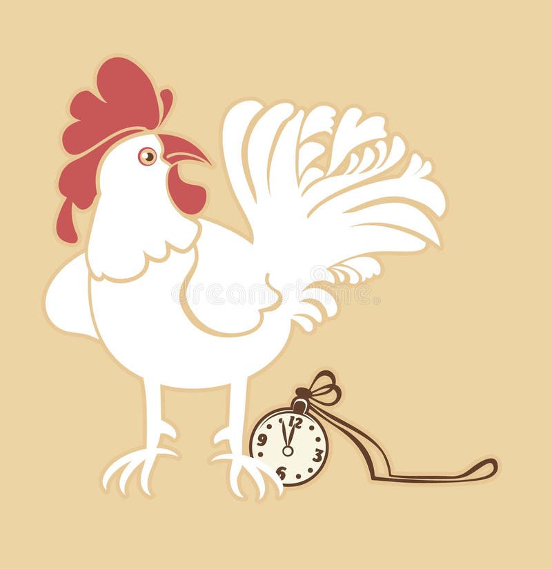White rooster clock. stock illustration. Illustration of rooster - 78784808