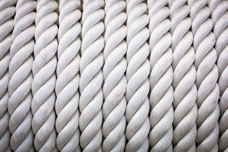 White Rope Coiled on a Wooden Boats Deck. Stock Photo - Image of coil ...