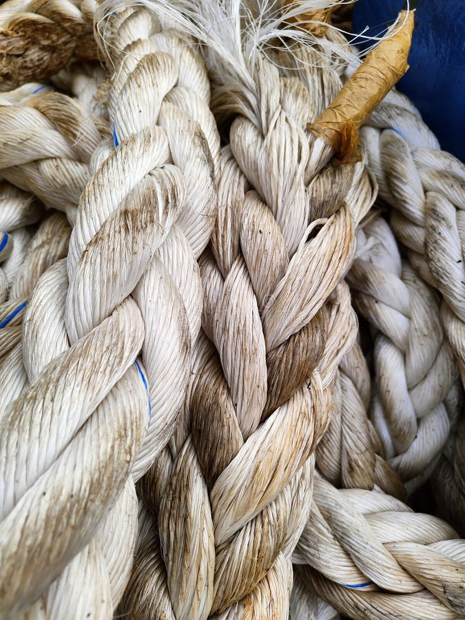 White Rope with a Binding Fiber that Binds on the Boat 5 Stock Photo ...