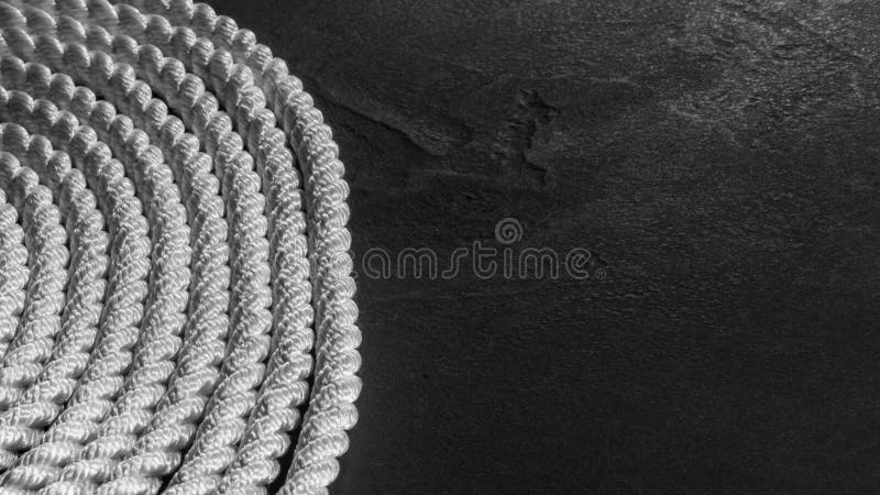 White Rope at Black Background, with Copy Space Stock Image - Image of ...