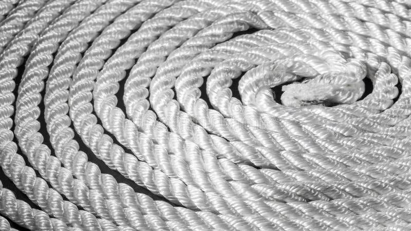 White Rope at Black Background, with Copy Space Stock Photo - Image of ...