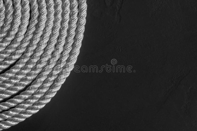 White Rope at Black Background, with Copy Space Stock Photo - Image of ...