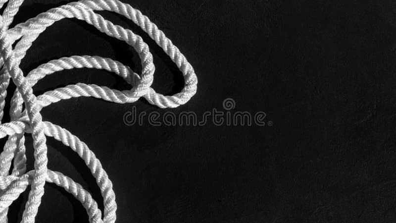 White Rope at Black Background, with Copy Space Stock Image - Image of ...