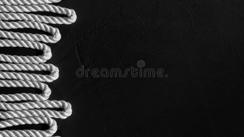 White Rope at Black Background, with Copy Space Stock Photo - Image of ...
