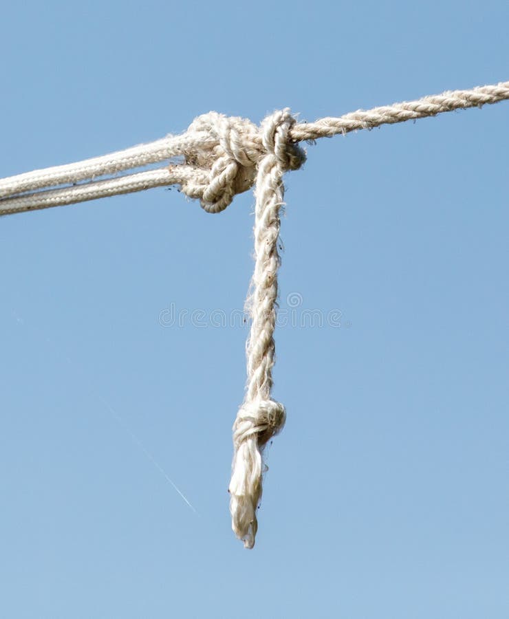 A White Rope is Hanging from a Blue Sky Stock Image - Image of safety ...