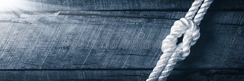 White Rope Linked Together on Wooden Ship Deck Stock Image - Image of ...