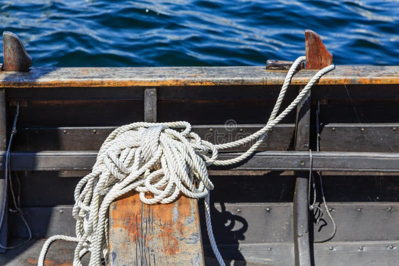 White Rope in Metal Boat stock photo. Image of fishing - 98622140