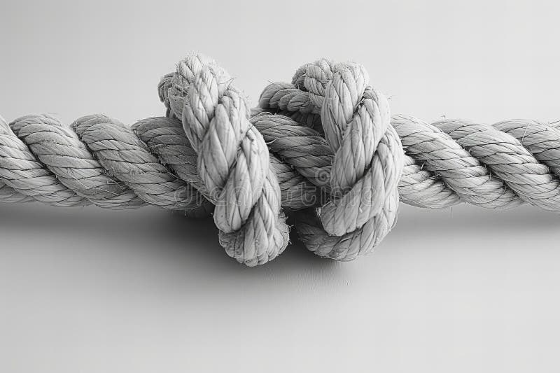 A White Rope with Two Loose Ends Tied Together, Isolated on a Solid ...