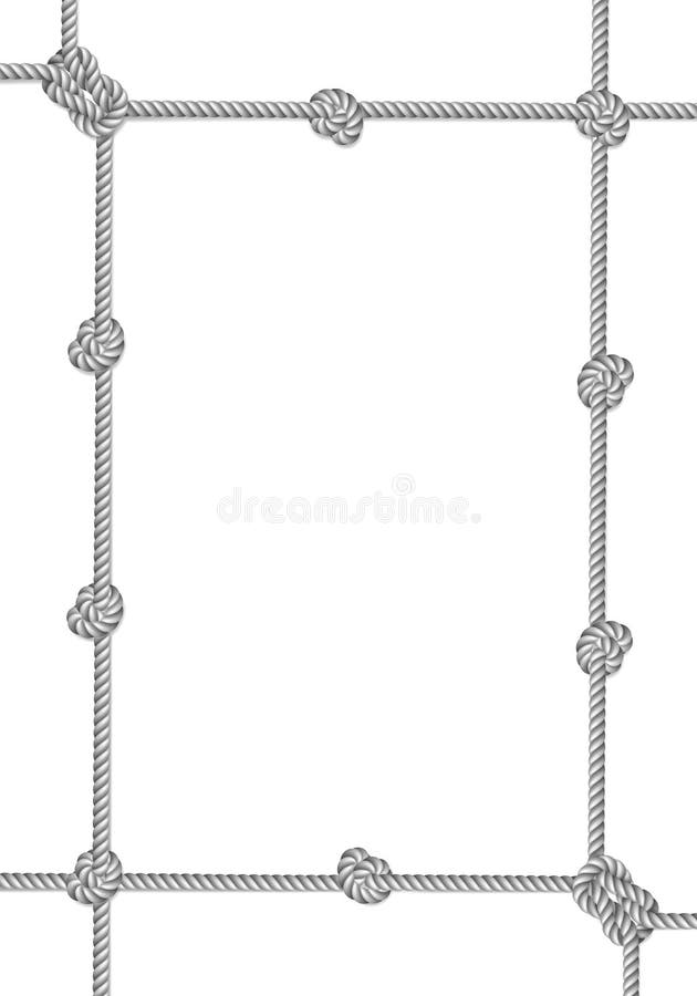 White Rope Woven Vector Border with Rope Knots, Vertical Vector Frame ...