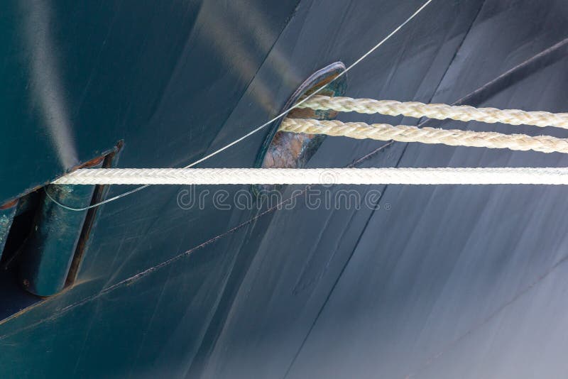 White Ropes into Blue Ship Hull Stock Image - Image of harbor ...