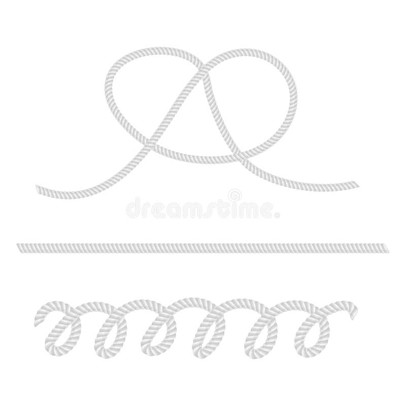 White Ropes and Knot Mockup Set. Stock Vector - Illustration of graphic ...