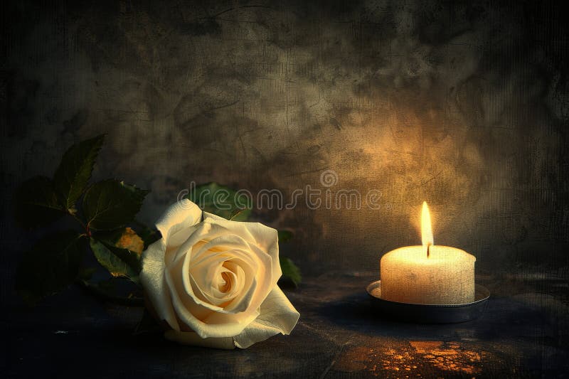 White Rose and Candle Vintage Stock Illustration - Illustration of ...