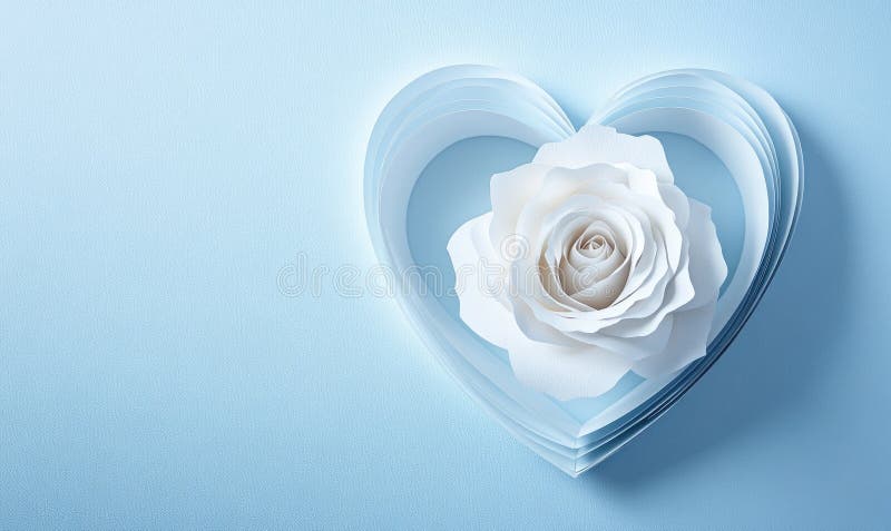 A White Rose is in the Center of a Heart Shape Stock Photo - Image of ...
