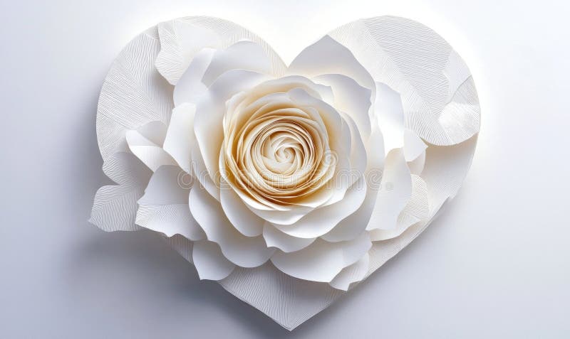 A White Rose is in the Center of a Heart Shape Stock Photo - Image of ...