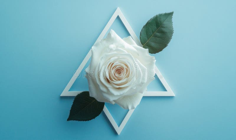 A White Rose is in the Center of a Triangle Stock Photo - Image of pink ...