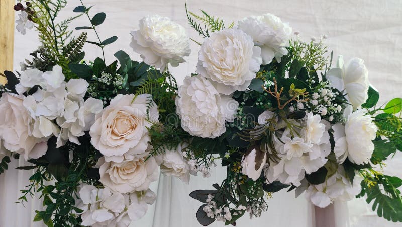 White Rose Flowers, Wedding Decorative Interior Elements Stock Image ...