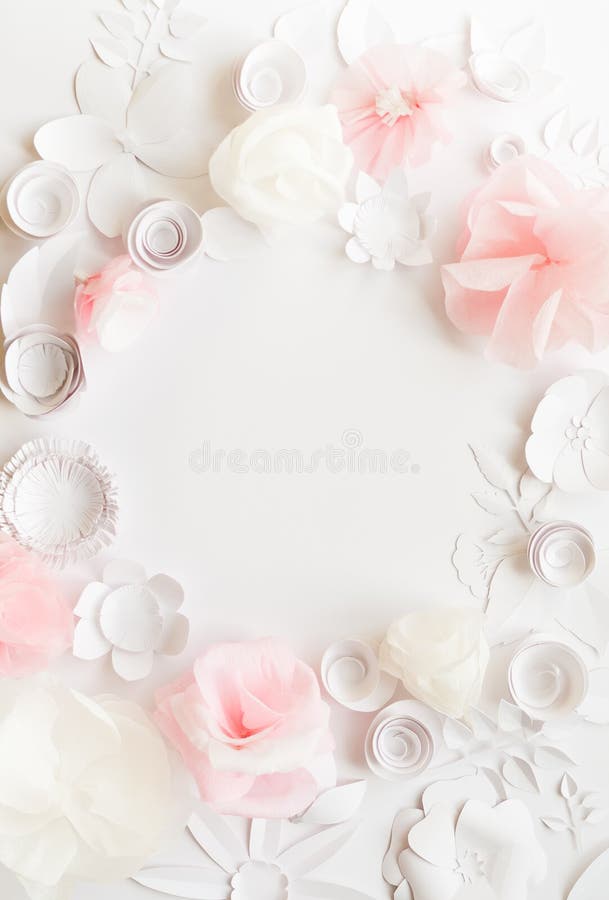 White and Rose Paper Flowers Stock Photo - Image of rose, frame: 86239174