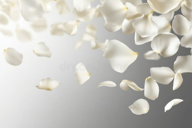 White Rose Petals Falling on Gray Background Stock Illustration ...