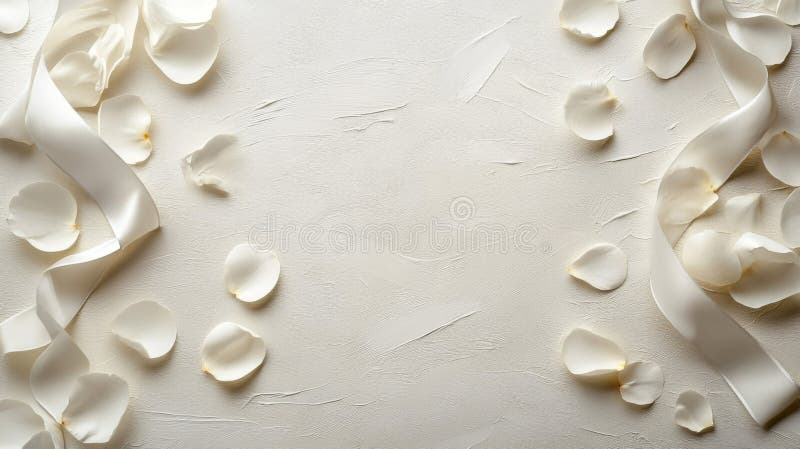White Rose Petals and Ribbon on Textured Background Stock Illustration ...