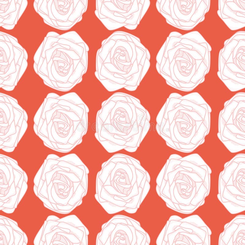 White Rose Vector Repeat Pattern Stock Vector - Illustration of blossom ...