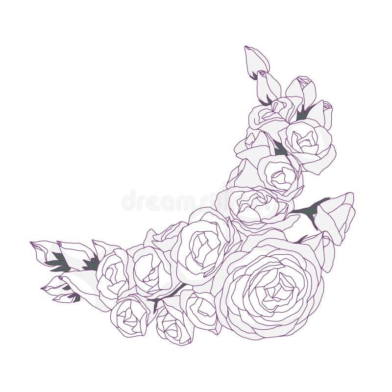 White Rose Flower Wreath Illustration Stock Vector - Illustration of ...