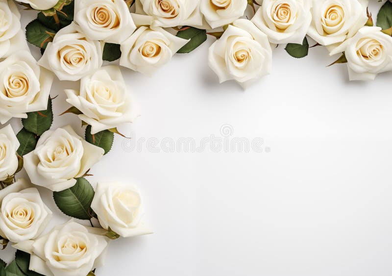 White Roses - Decorative Border with Center Copy Space Stock ...