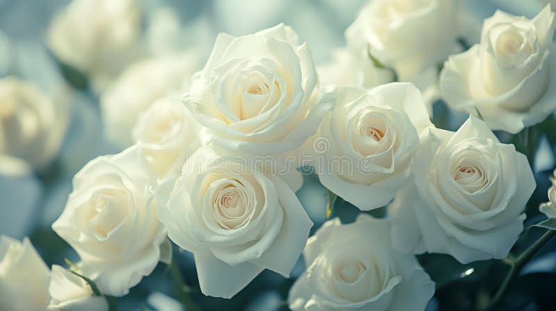 White Roses Flowers Pattern Stock Illustration - Illustration of nature ...