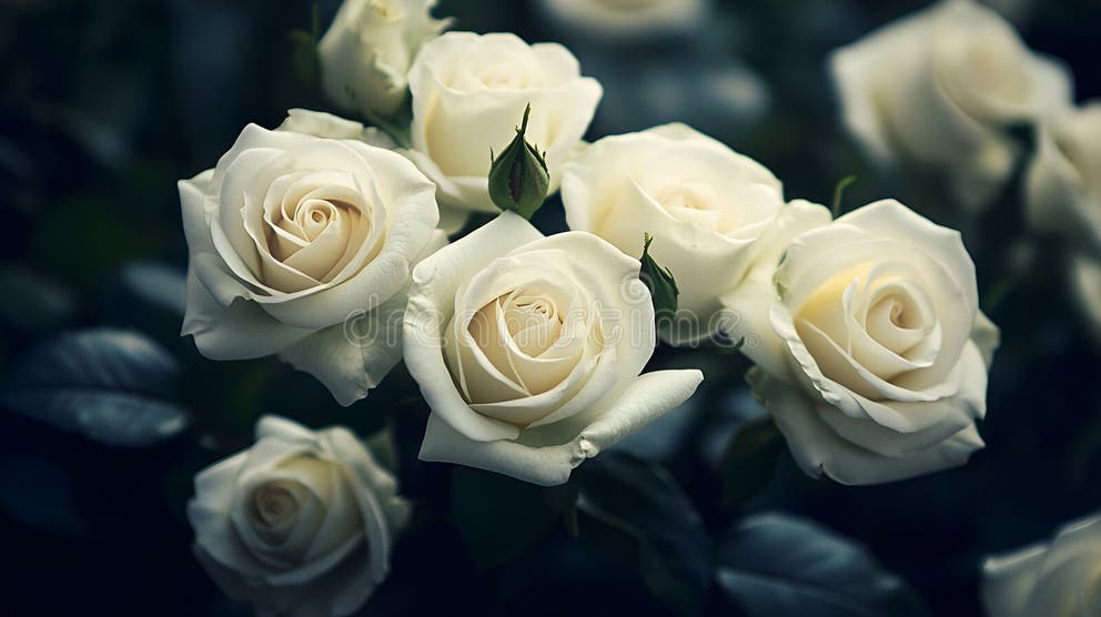 White Roses Flowers Pattern Stock Illustration - Illustration of ...