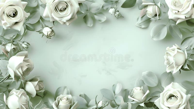White Roses Frame. Template for Cover, Greeting and Invitation Cards ...